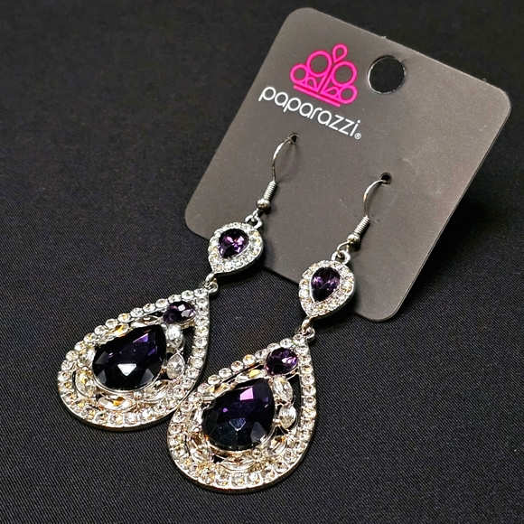 paparazzi | Jewelry | Posh Pageantry Purple Rhinestone Earrings ...